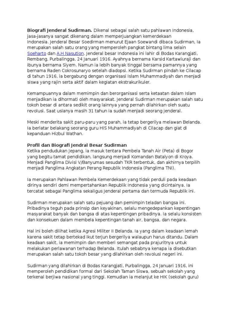 Biografi Jenderal Sudirman | PDF
