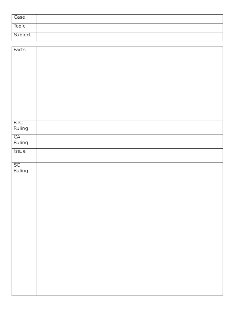 Case Summary Template | PDF