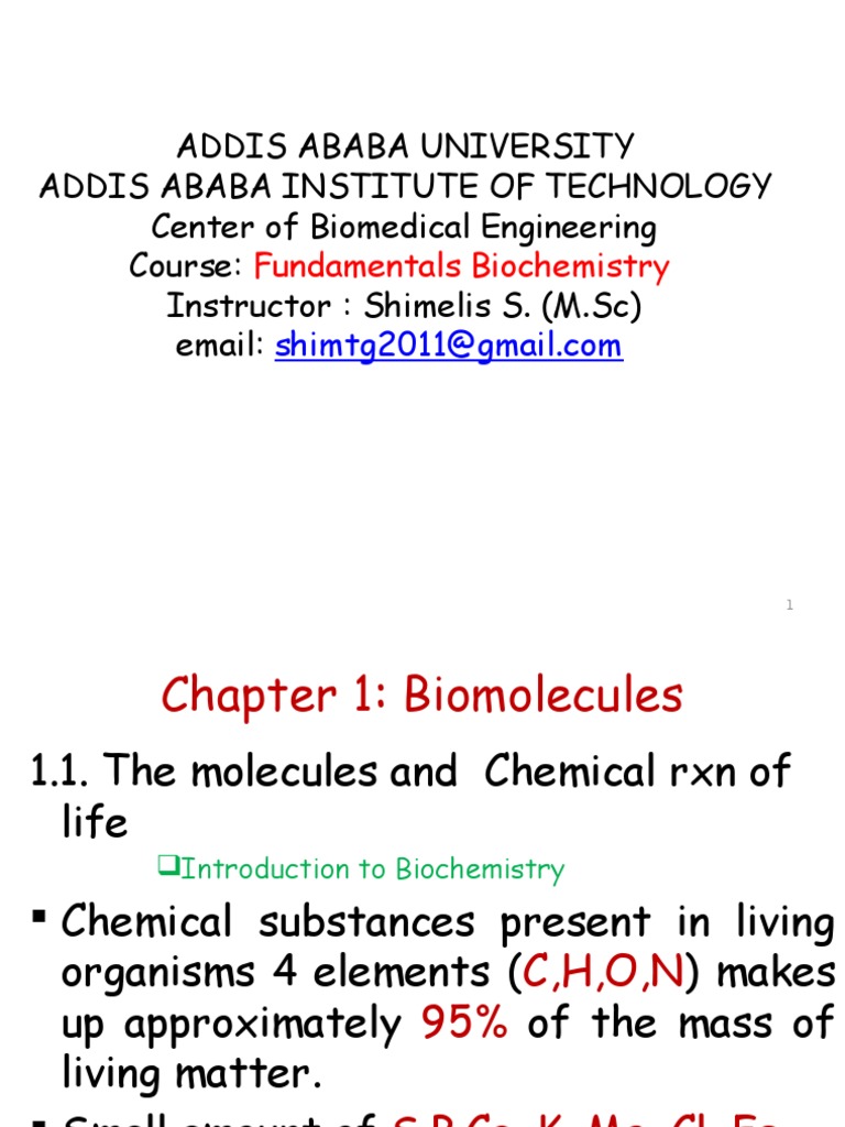 Biochemistry Chapter 1 | PDF | Properties Of Water | Cofactor (Biochemistry)