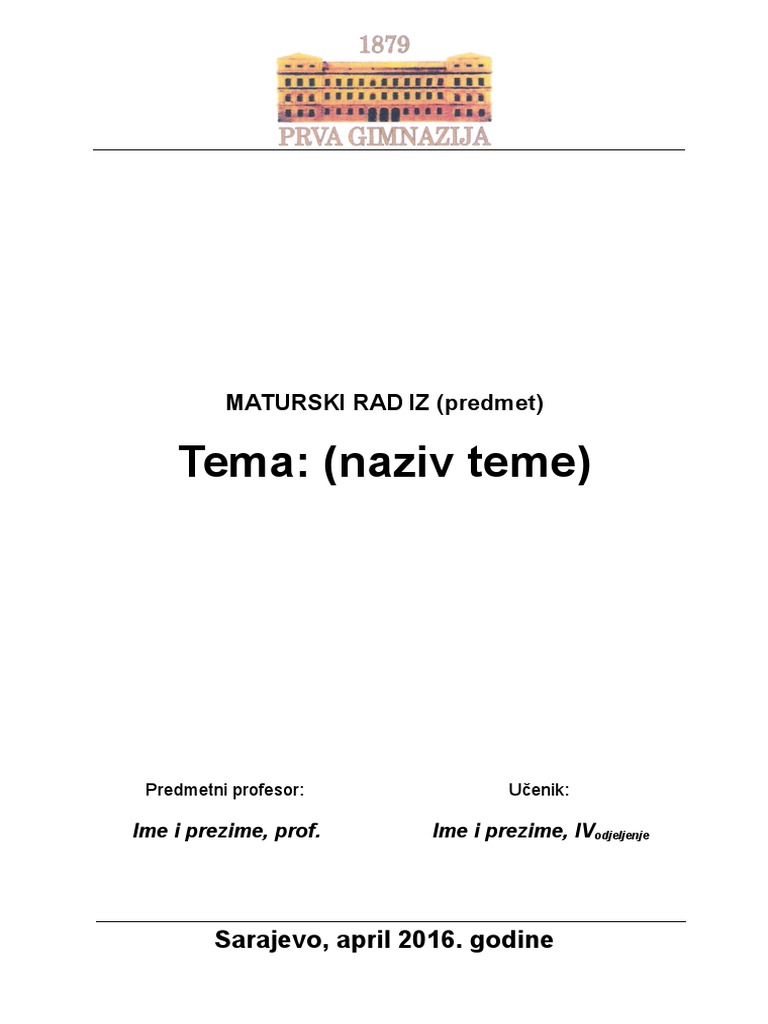 Kako Napisati Maturski Rad | PDF