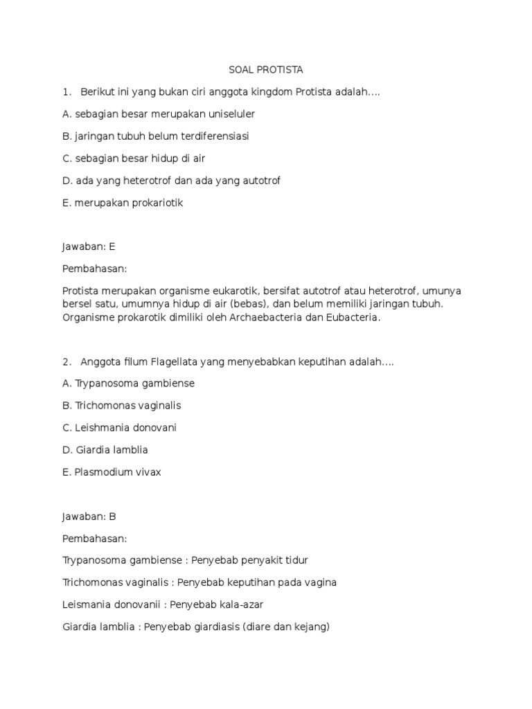 Kumpulan Soal Protista | PDF