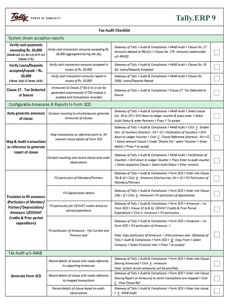 Tax Audit Checklist | PDF | Debits And Credits | Accounting