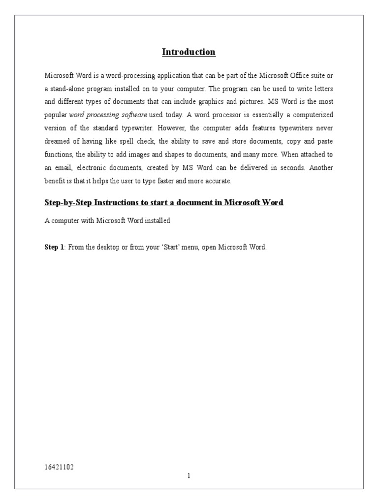 Step-by-Step Instructions To Start A Document in Microsoft Word | PDF ...