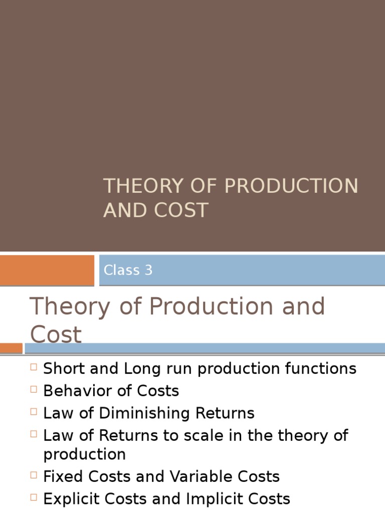Theory of Production and Costs - 5 | PDF | Average Cost | Production ...