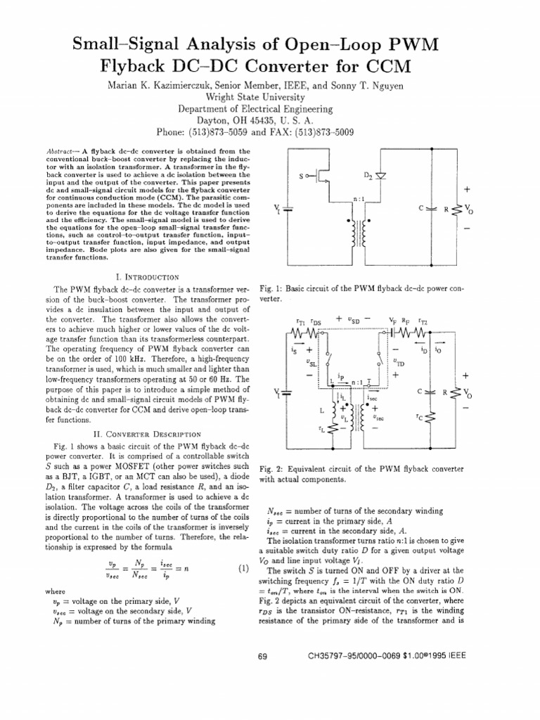Small-Signal Analysis of Open-Loop PWM Flyback DCDC Converter For CCM ...