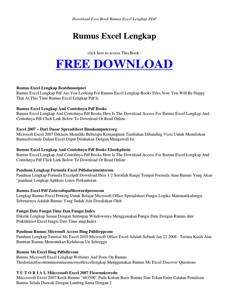 Rumus Excel Lengkap | PDF