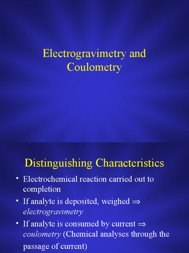 Electrogravimetry & Coulometry | PDF | Titration | Chemistry