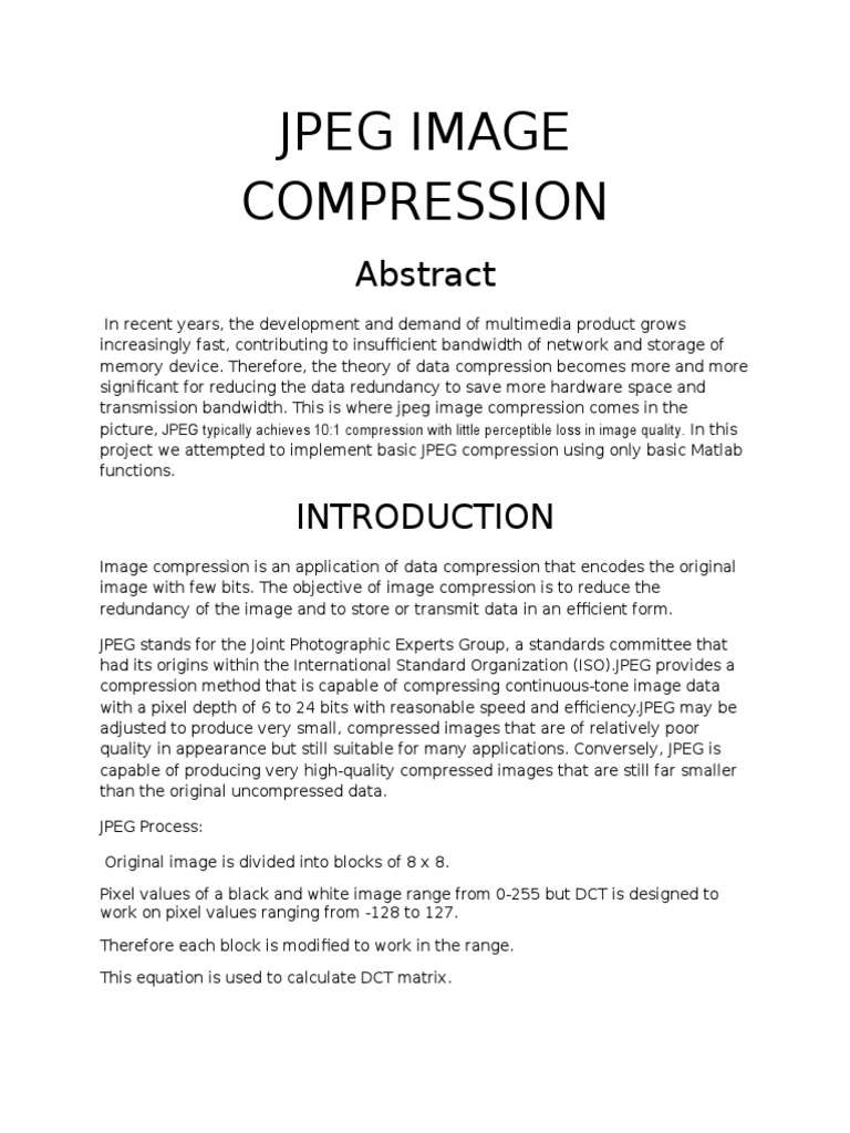 Jpeg Image Compression | PDF | Data Compression | Digital Signal Processing