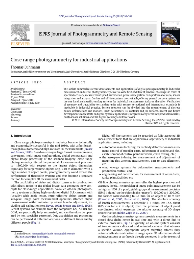 Close Range Photogrammetry For Industrial Applications | PDF | Image Resolution | Camera