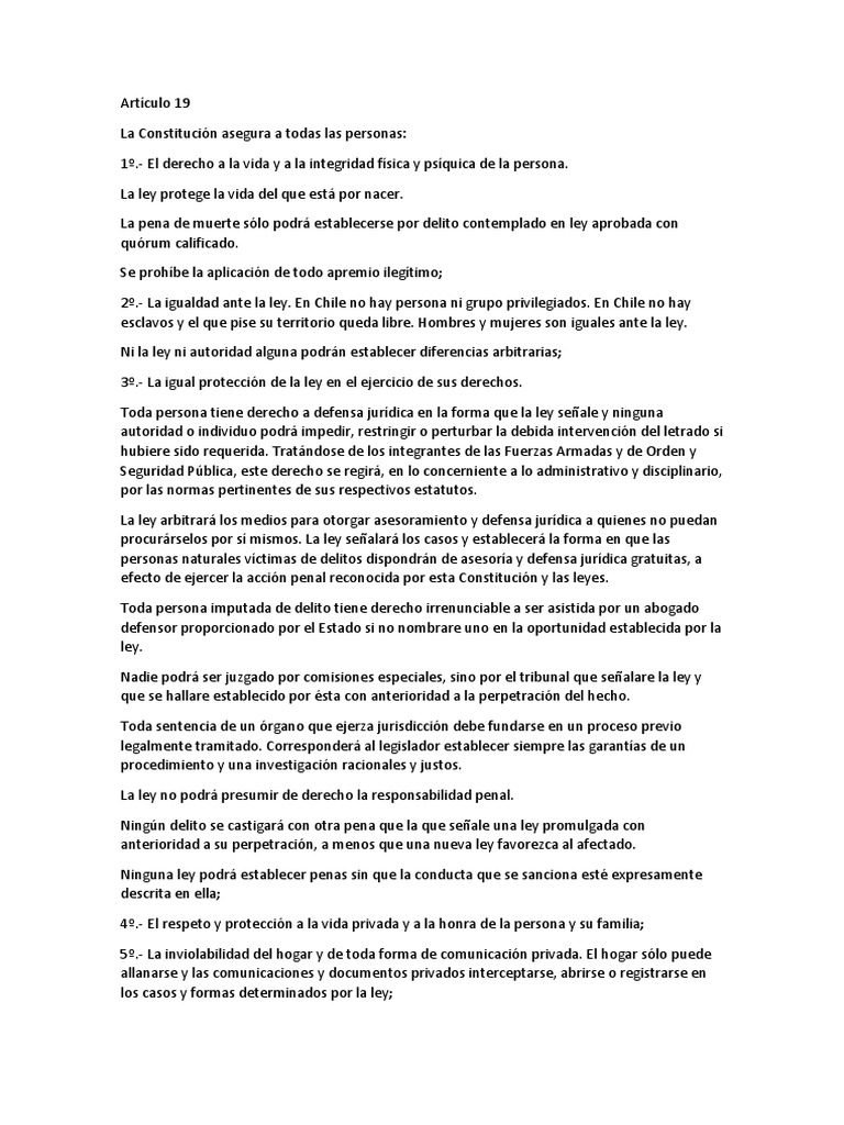 Artículo 19 Constitucion de Chile | PDF | Propiedad | Dominio eminente
