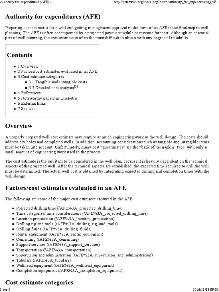 Authority For Expenditures (AFE) | PDF | Oil Well | Drilling