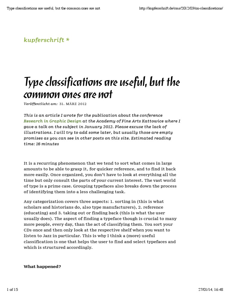 Type Classifications Are Useful, But The Common Ones Are Not PDF | PDF ...