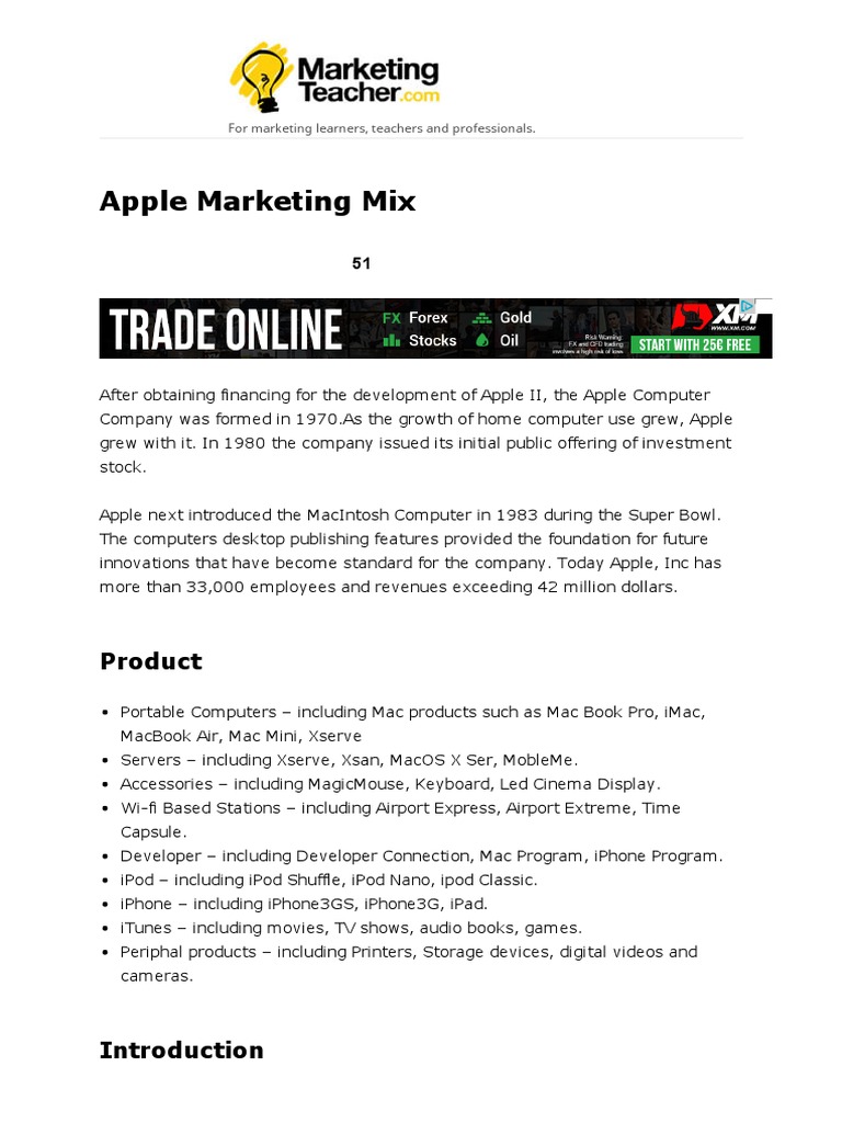 Apple Marketing Mix Overview | PDF | Apple Inc. | I Pod