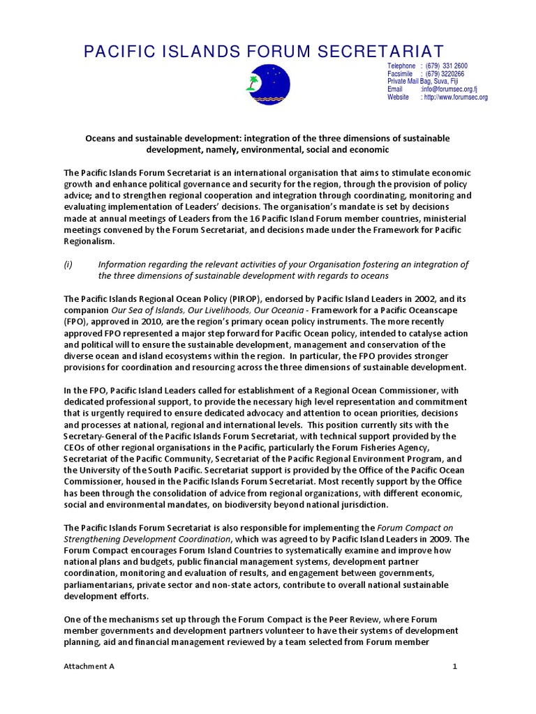 Pacific Islands Forum Secretariat | PDF | Sustainability | Sustainable ...