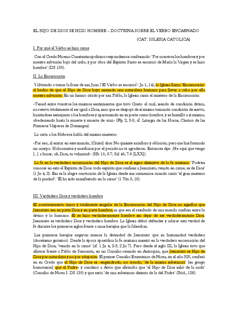 Sobre El Verbo Encarnado | PDF | Encarnación (cristianismo) | Cristo ...