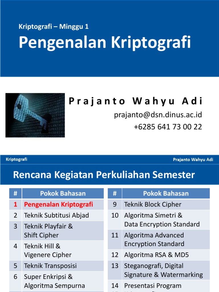Kriptografi Week 1 - Pengenalan Kriptografi PDF | PDF Kriptografi Week 1 - Pengenalan Kriptografi PDF | PDF