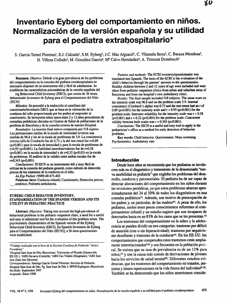 Inventario Eyberg de Comportamiento | PDF