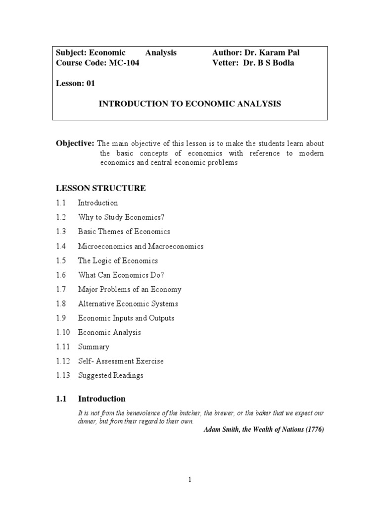 Economic Analysis PDF | PDF | Microeconomics | Economics