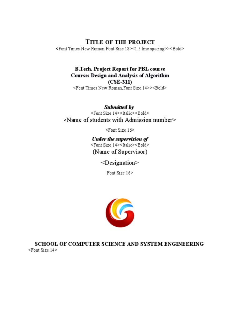 PBL Report Format - 2ndyear | PDF | Times New Roman | Computing