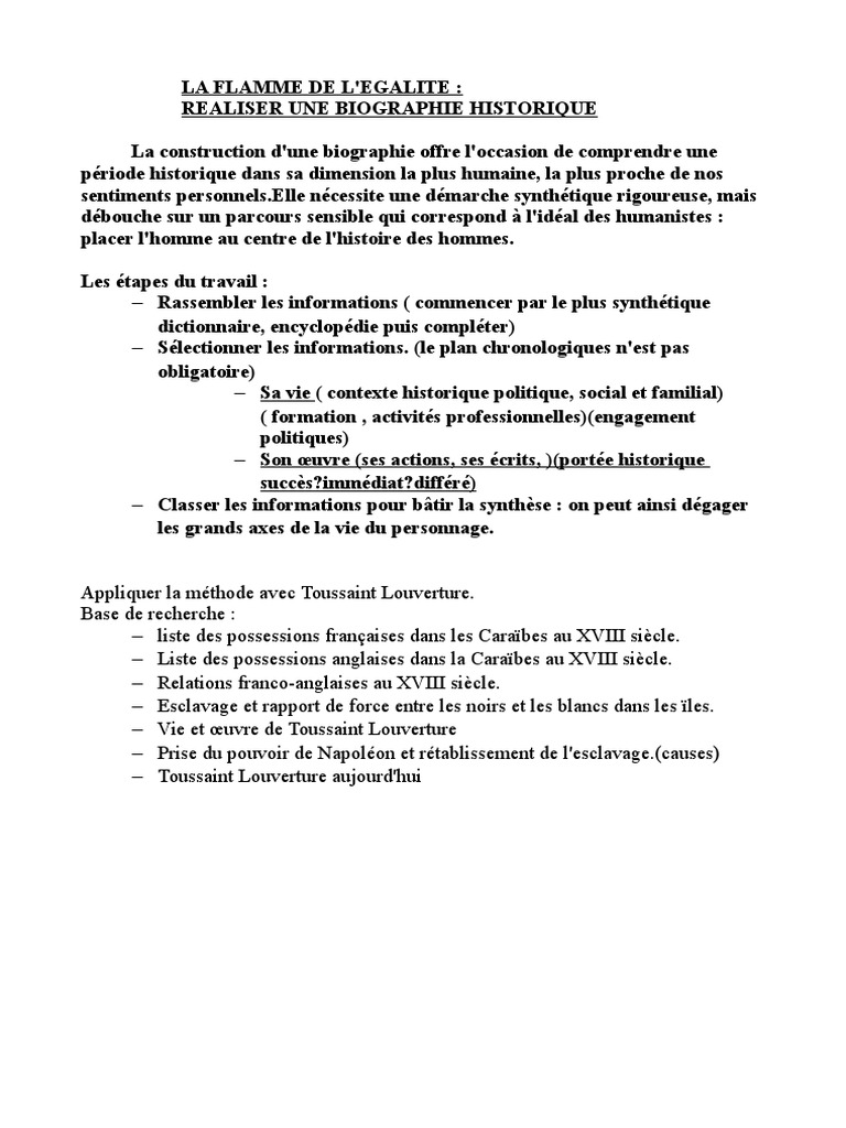 Biographie de Toussaint Louverture | PDF