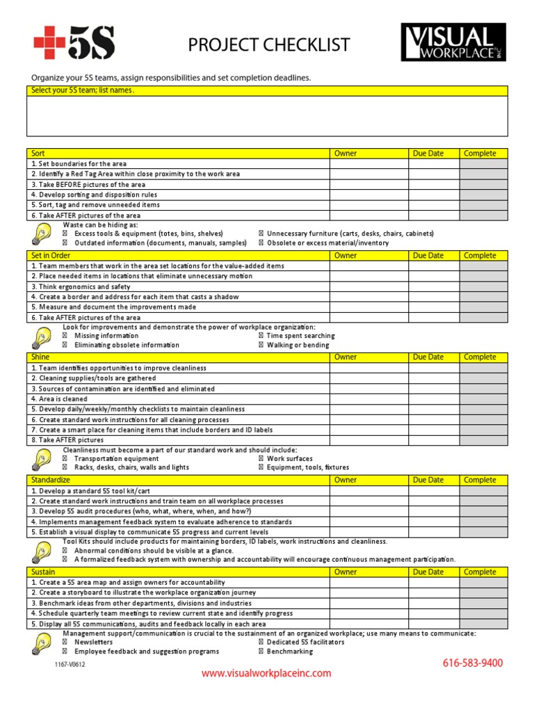 5S Project Checklist PDF | Download Free PDF | Audit | Business