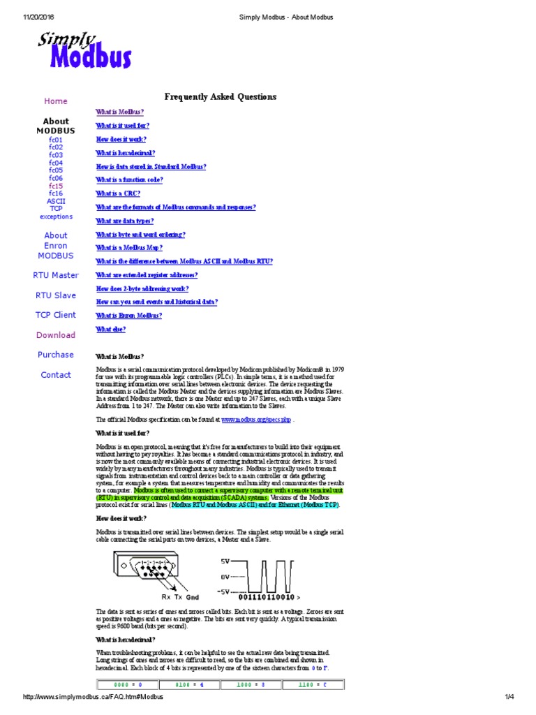 Simply Modbus - About Modbus | PDF | Computer Architecture | Areas Of ...