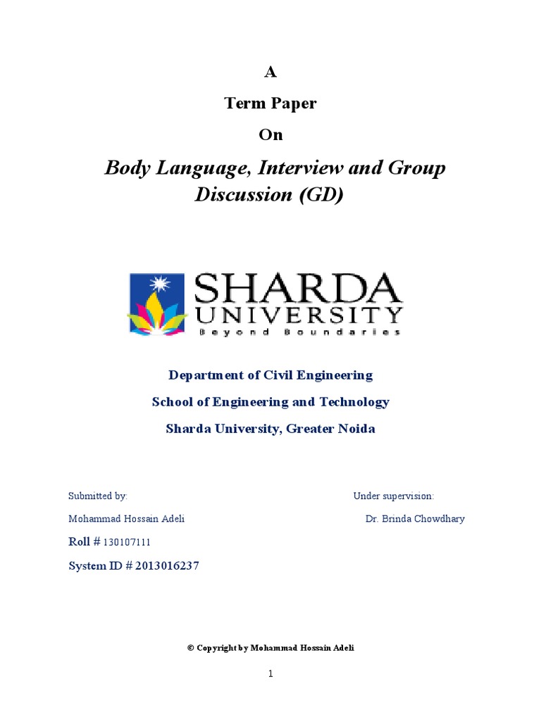 Body Language, Interview and Group Discussion (GD) : A Term Paper On ...