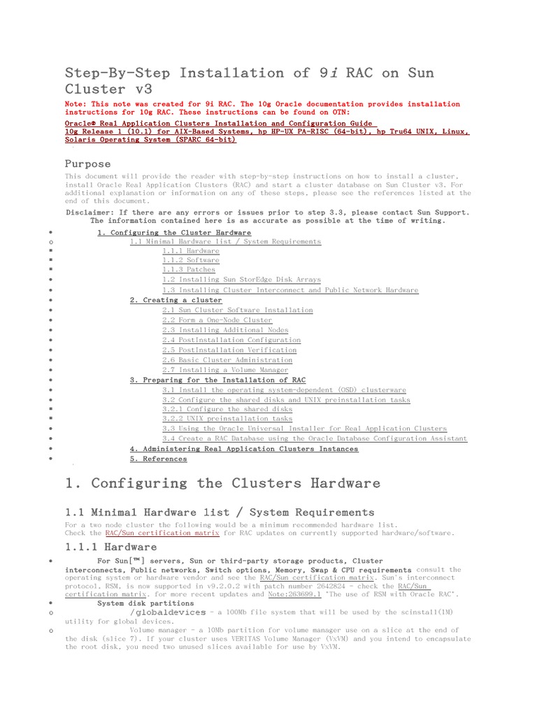 Step By Step Installation Of 9i Rac On Sun Cluster V3 Download Free Pdf Oracle Database