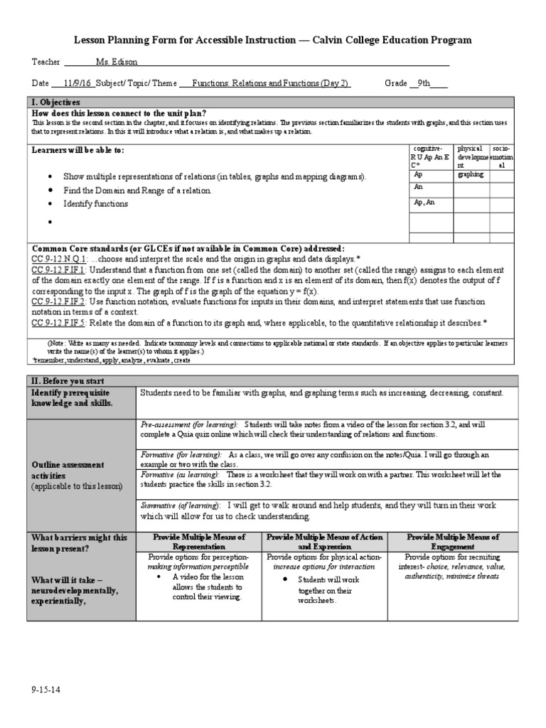 Lesson Plan 2 | PDF | Function (Mathematics) | Learning