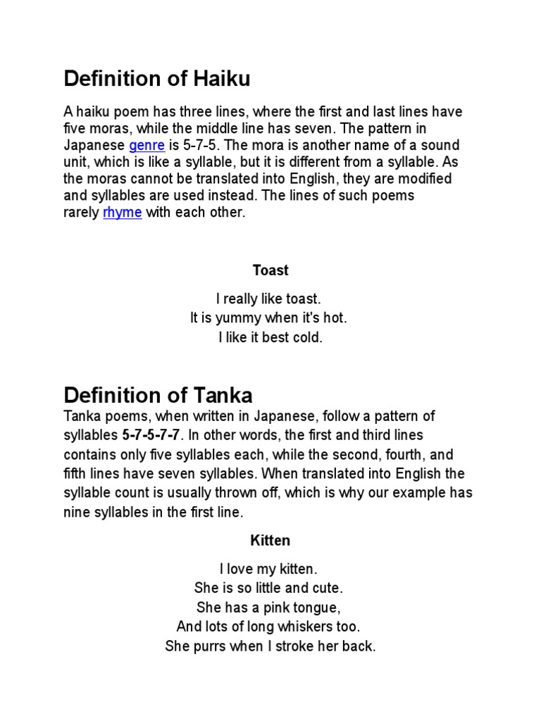 Haiku and Tanka | PDF