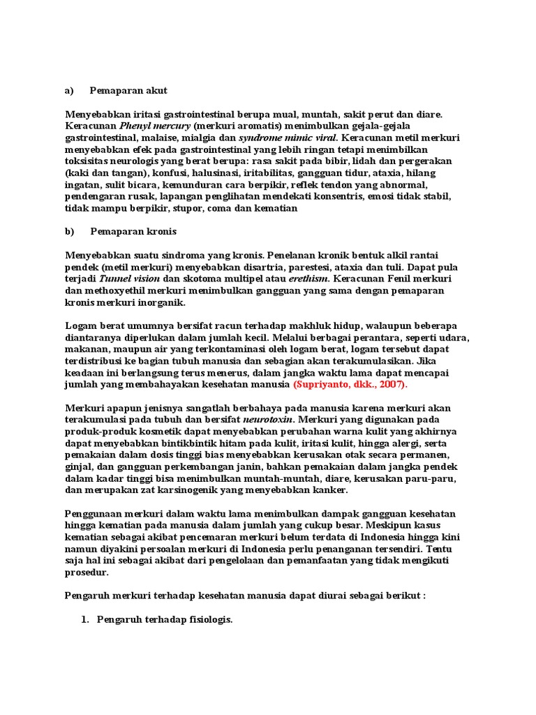 Wujud Efek Toksik Dari Mercuri | PDF | Sains & Matematika