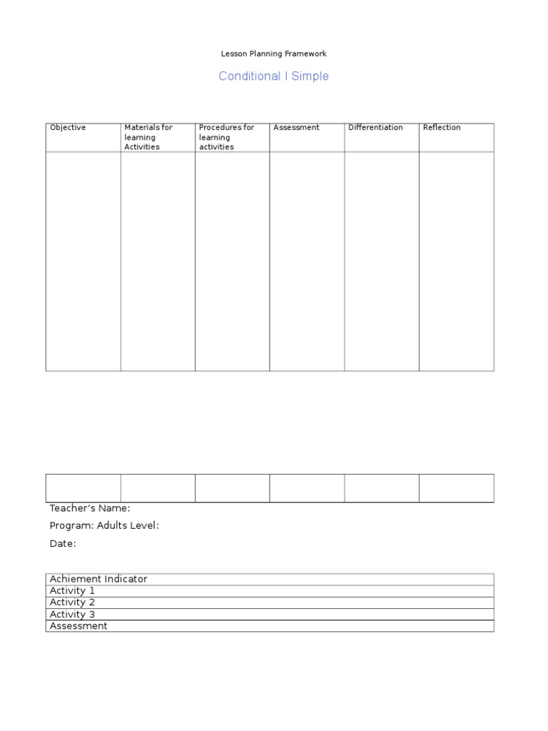 Lesson Planning Framework | PDF