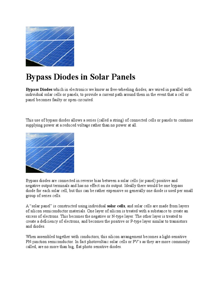 Bypass Diodes in Solar Panels | PDF | Solar Cell | Photovoltaics