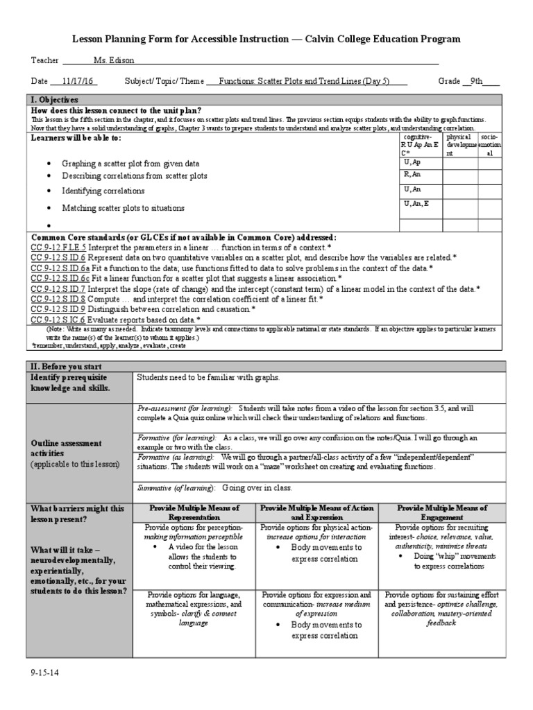 Lesson Plan 5 | Download Free PDF | Scatter Plot | Correlation And ...