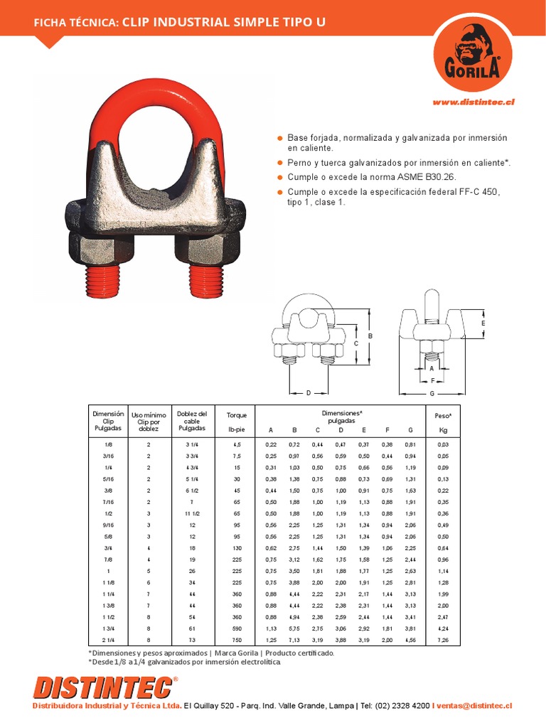 Ficha Técnica: Clip Industrial Tipo U | PDF | Tecnología