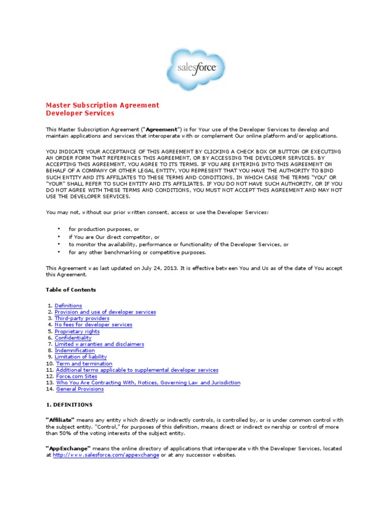 Salesforce Developer MSA PDF | PDF