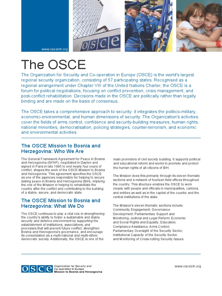 The Osce: The OSCE Mission To Bosnia and Herzegovina: Who We Are | PDF ...