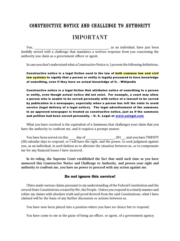 Constructive Notice | PDF