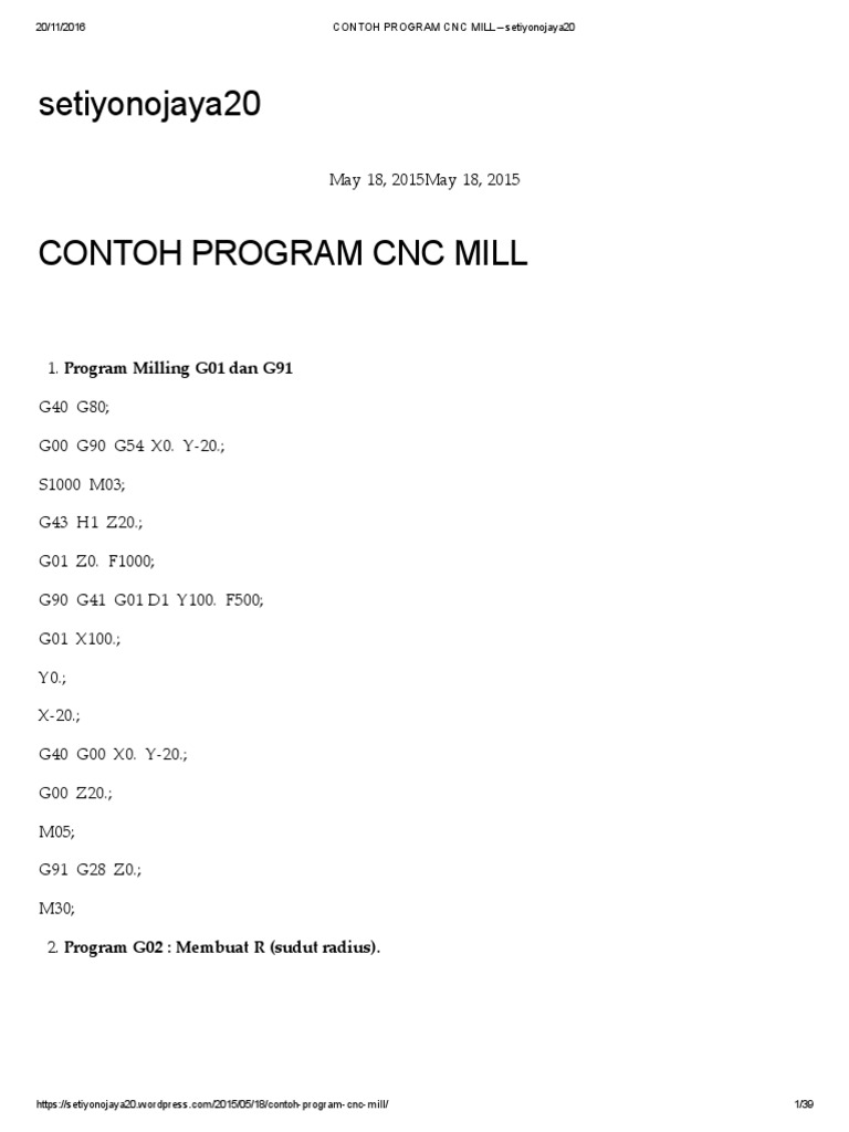 CNC Mill Programming Guide | PDF | Tools | Metalworking