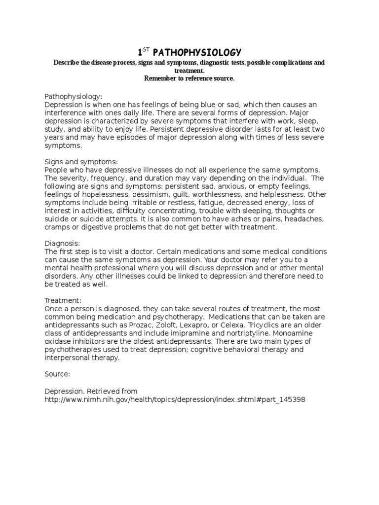 Pathophysiology Depression | PDF