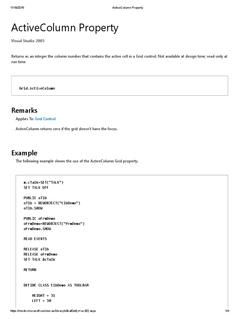 ActiveColumn Property | PDF | Computers