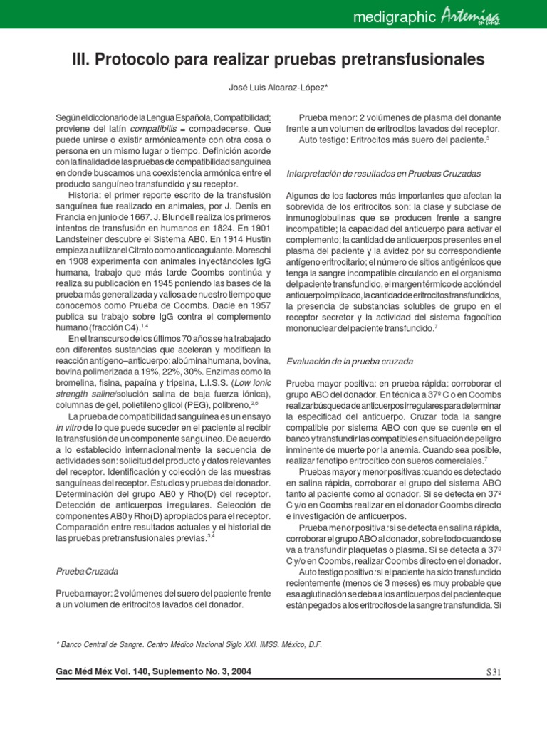 Protocolo para Pruebas de Compatibilidad PDF | PDF | Tipo de sangre | Anticuerpo