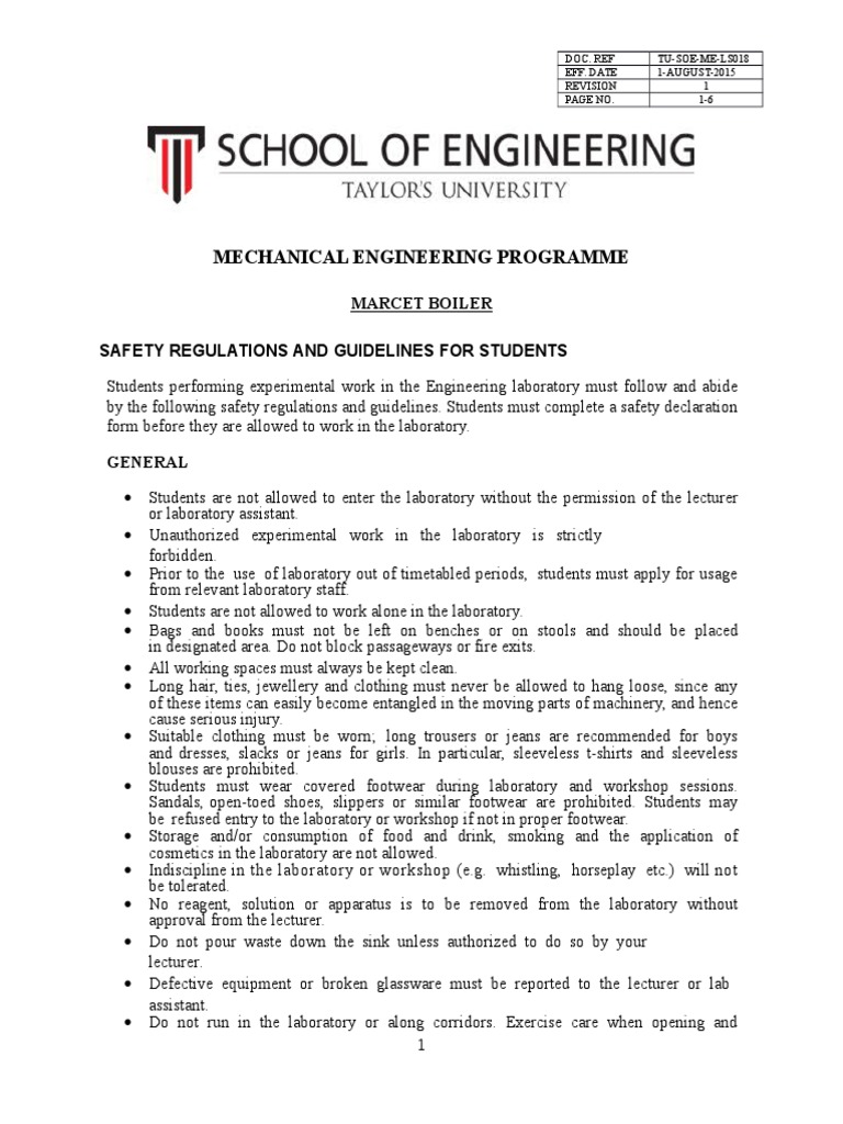 Marcet Boiler Safety Guidelines for Students | PDF | Phase (Matter) | Gases