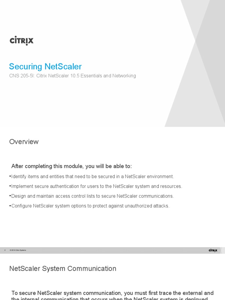m4 Cns205 Securing Netscaler | PDF | Port (Computer Networking) | Transmission Control Protocol