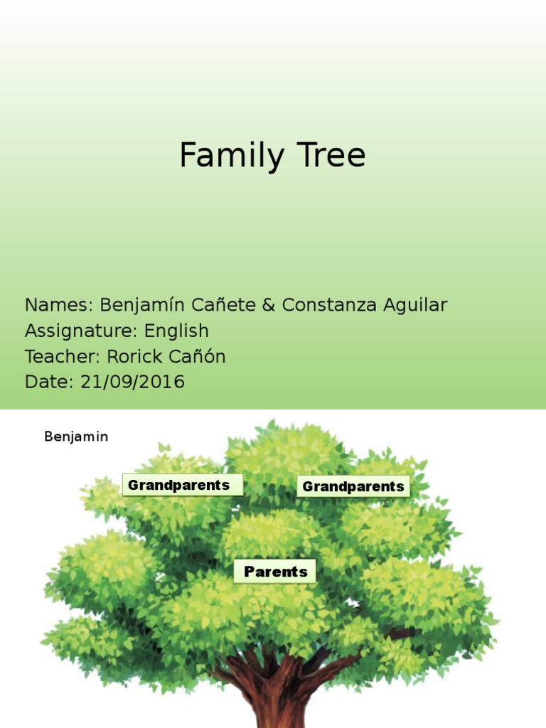 Family Tree: Names: Benjamín Cañete & Constanza Aguilar Assignature ...