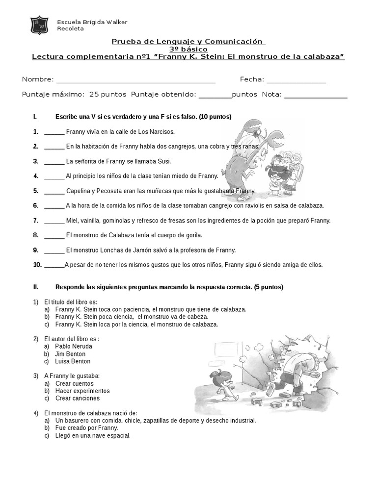 Prueba de Franny K Stein | PDF | Ocio