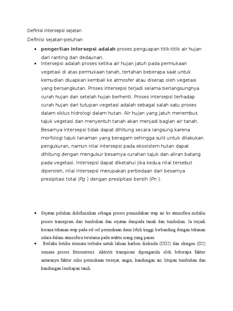 Intersepsi & Transpirasi dalam Siklus Hidrologi | PDF