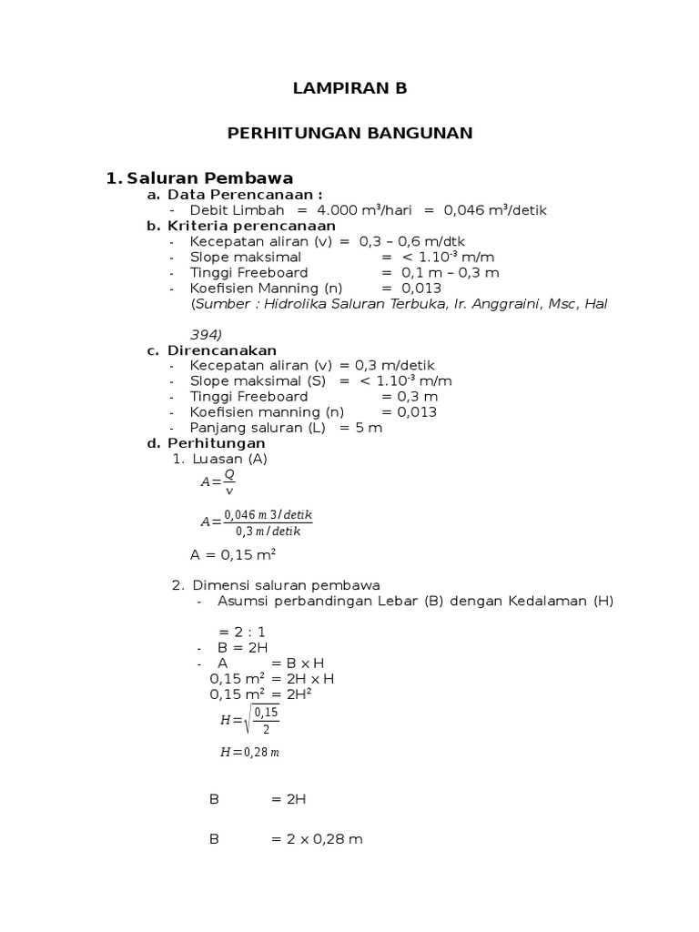LAMPIRAN B PERHITUNGAN BANGUNAN | PDF