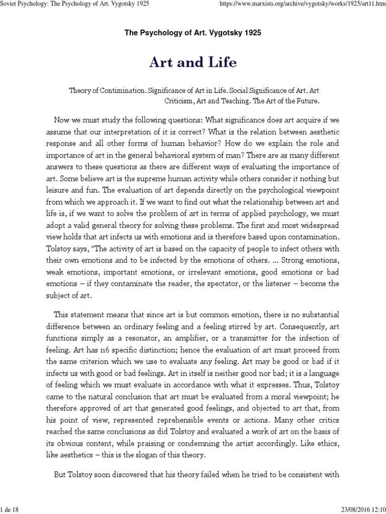 Soviet Psychologart An Life Y - The Psychology of Art. Vygotsky 1925 ...