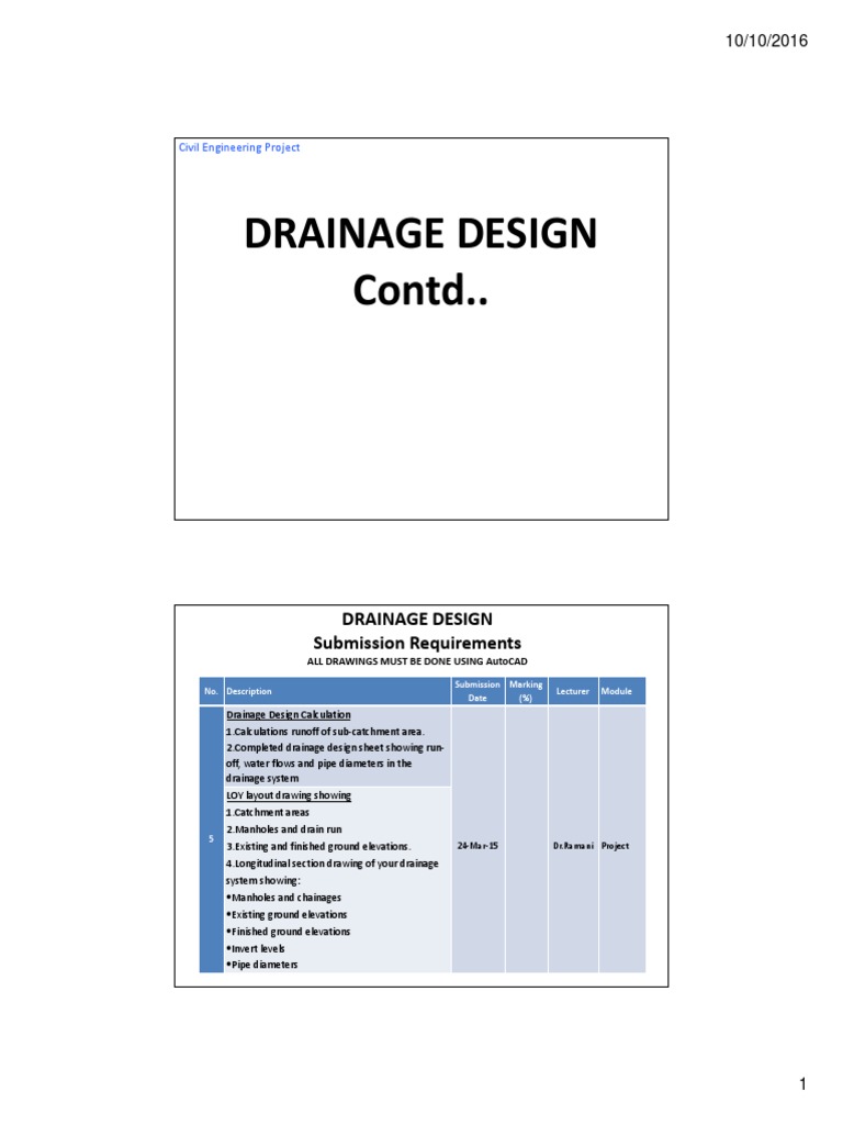 Drainage Design Calculations | PDF | Drainage Basin | Flood